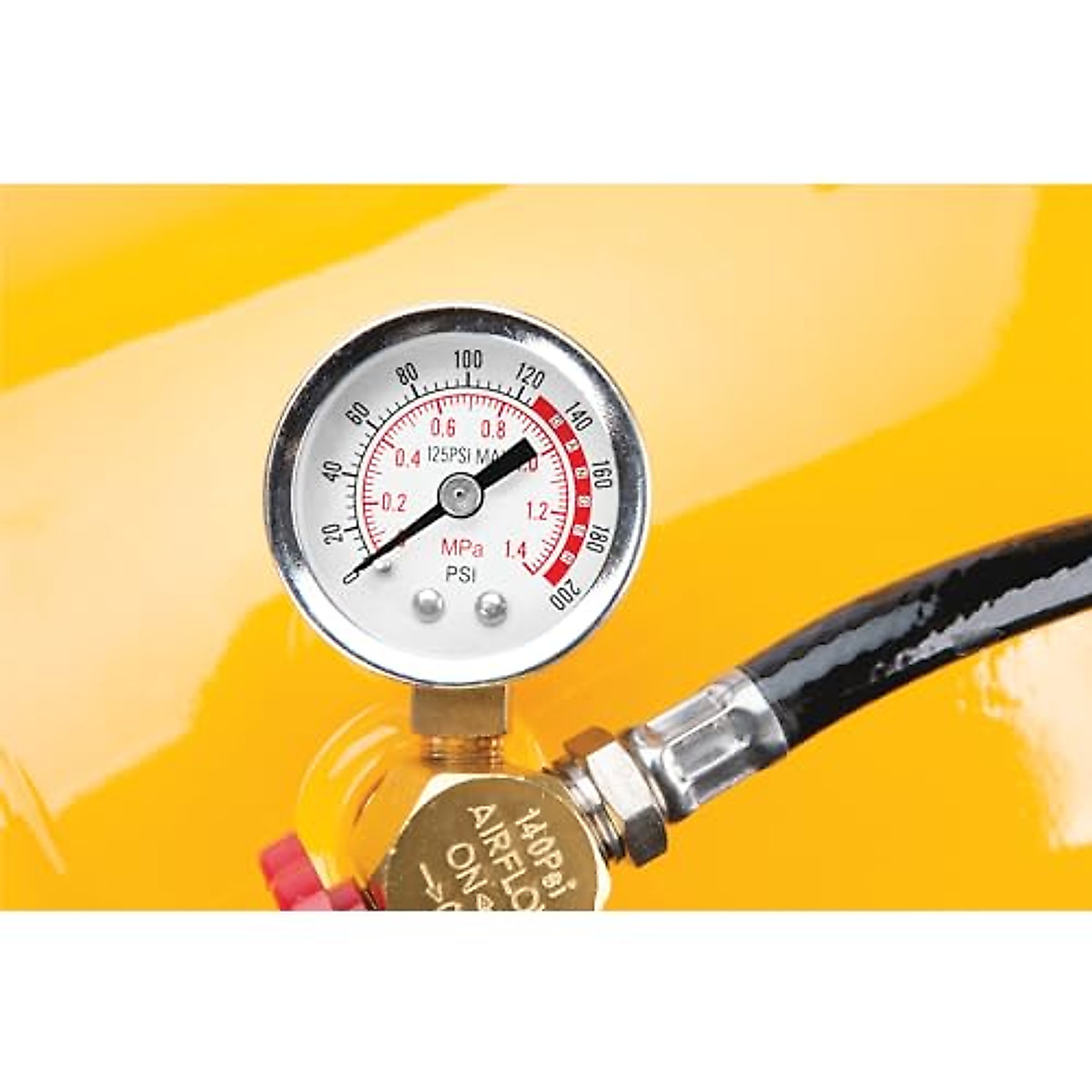 Performance Tool W10005 Hi-viz 5-Gallon Horizontal Portable Air Tank With Tire Air Chuck , Yellow