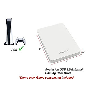 Avolusion HD250U3-Z1-PRO-WH 1TB USB 3.0 Portable External Gaming Hard Drive - White (for PS5 / PS4, Pre-Formatted) - 2 Year Warranty