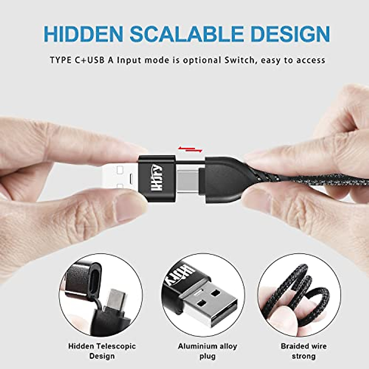 USB A/C to Type C Cable, LHJRY 6.6Ft 65W 3Pack Fast Charging Cable, Support PD/QC 3.0 Fast Charge Compatible with Samsung Galaxy S22 S21 S20 S10 Note 20 10, LG V50 Google Pixel and Other USB C Charger