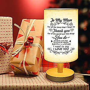 Funnli Gifts for Mom from Daughter Son - Mom Birthday Gifts - 9.1 Inch Fabric Wooden Desk Night Lamp Mom Gifts - Christmas Anniversary Birthday Gifts for Mom from Daughter