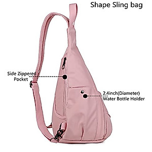 Waterproof Nylon Sling Backpack for Women Convertible Crossbody bag Casual Backpack Purse for Outdoor Travel Hiking XB-10 (Pink)