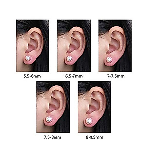 DENGGUANG Pearl Stud Earrings June Birthstone Freshwater Cultured 6.5mm Small White Pearl Drop Silver Earrings with Cubic Zirconia Jewelry Gifts for Women