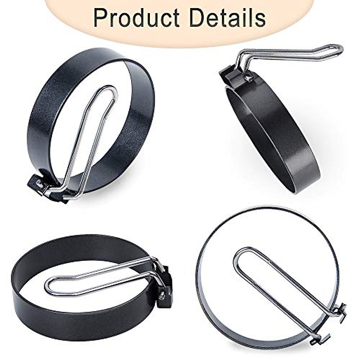 ASFSKY Egg Ring Round Circle Egg Ring Set Stainless Steel Ring Round Egg Pancake Maker Mold Kitchen Cooking Tool for Frying Egg Meat Pie (2)