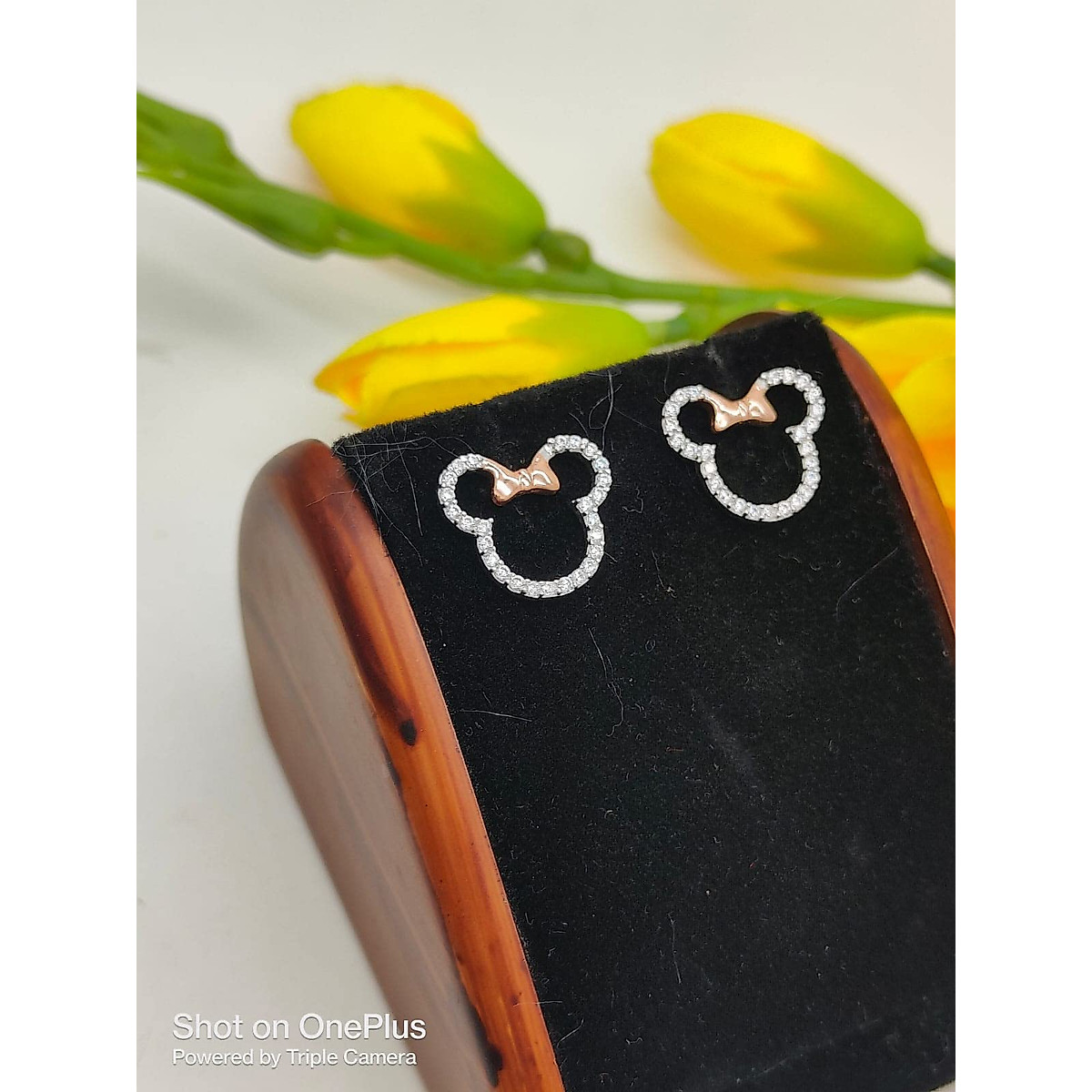 Sidapsjewels 0.18 Ct Mickey Mouse & Minnie Mouse Diamond Outline Stud Earrings 14K White Gold Over