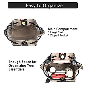 NZ SIXVONA Small Backpack for Women, Drawstring Mini Backpack Faux Leather Flap Checkered Backpack Purse for Women-Black