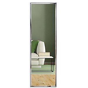 PETAFLOP 14x48 Inch Full Length Mirror Wall Mounted or Over The Door Hanging, Large Body Mirror with Rectangular Framed for Bedroom Bathroom Living Room Decor, White