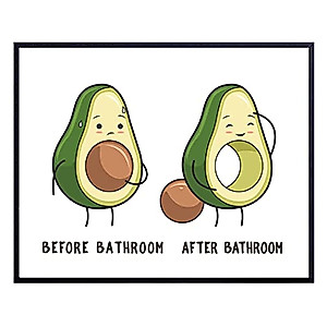 Funny Cute Bathroom Wall Art Sign for Women, Men, Kids Bath, Powder Room, Restroom - Unique Original Powder Room Or Guest Bathroom Decor, Home Decoration - 8x10 UNFRAMED Poster Print Artwork