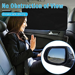 Kewucn Car Window Sun Shade, 2PCS Auto Front and Rear Windshield Curtains with Magnetic, UV Rays Protection&Sun Heat Block Car Window Covers, Universal Privacy Sunshades for Cars (Black-Back Window)