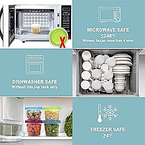 Mosville Baby Food Containers - 12 Sets, 4 OZ Food Grade Plastic Small Containers with Lids, Leakproof and Reusable, Microwave & Dishwasher Safe Freezer Containers for Food……