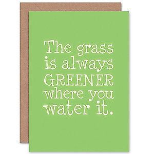 Wee Blue Coo Grass Always Greener Water It Green Spring Birthday Sealed Greeting Card Plus Envelope Blank inside