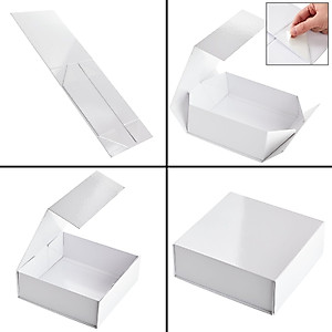 Stockroom Plus 6 Pack Proposal Boxes with Lid for Groomsmen, Bridesmaid, 9.5 x 9.5 x 3.5 Inch Square Glossy White Magnetic Gift Box for Parties, Retail