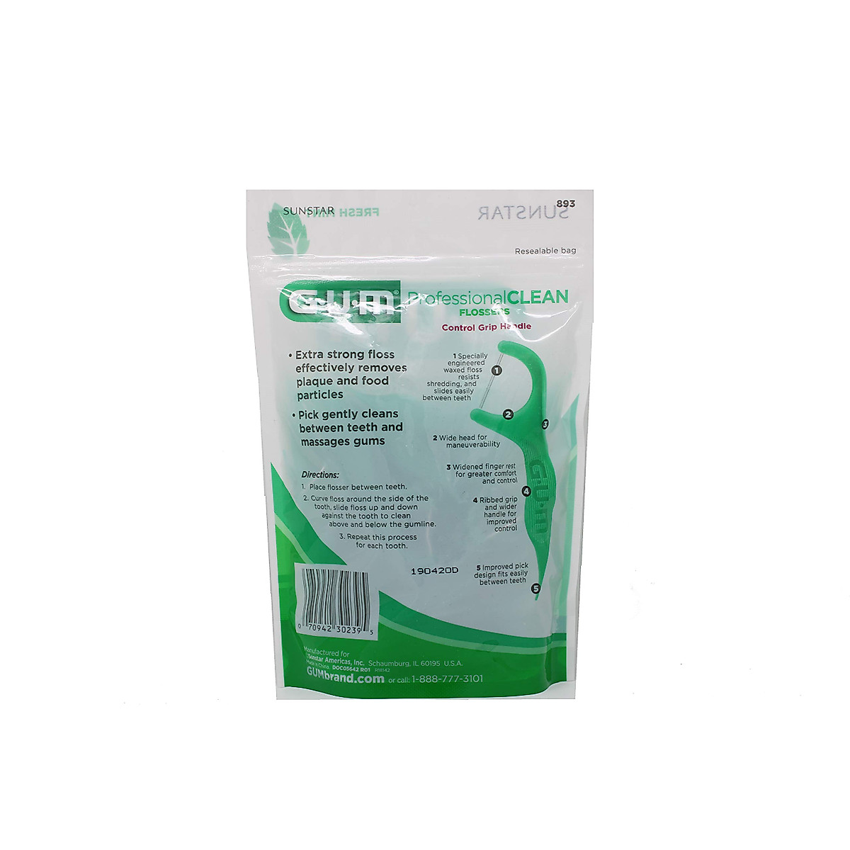 Gum Professional Clean Flossers, Fresh Mint 90 ea (Pack of 2)