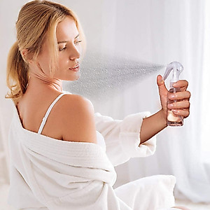 KwoKmarK Small Spray Bottles, Hair Spray Bottle 3.5oz/100ml Clear Plastic Fine Mist Travel Size Mini Empty Bottle Set Refillable Reusable Liquid Container for Essential Oils Water Squirt (4 Pack)