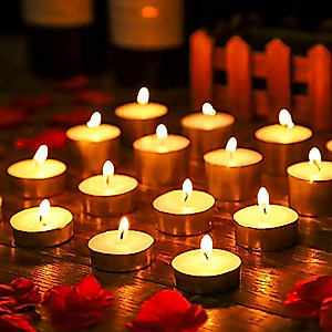 OUO Tea Lights Candles, 50 Pack Smokeless Candles,Small Candles, Dripless & Long Lasting Mini Tealight Candles for Mood, Dinners, Parities, Home, Decoration, Wedding, Crafts(Red)