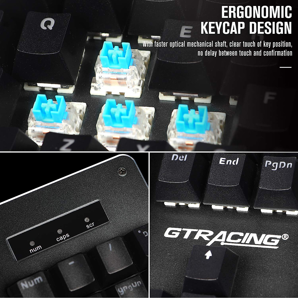 GTRACING Mechanical Keyboard, Wired Gaming Keyboard, Switch 104 Keys Rainbow Backlit Keyboard and 20 LED Lighting Effect for PC Computer Gamers (Silver)