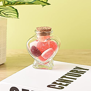 Wondeken Empty Mini Glass Heart-Shaped Bottles with Cork Stoppers, Decorative Glass Bottles with Cork Lid,Small Glass Bottles Jars for DIY Art Crafts Projects Decoration Party Supplies Wedding
