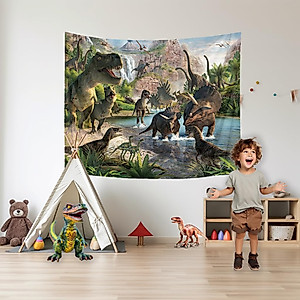 VCHUFFED Dinosaur Party Decorations Set | 123PCS W/Reusable Tapestry, Dinosaur Balloons, Jungle Balloons Garland | Perfect for Birthday, Graduation, Kids and Adults Party