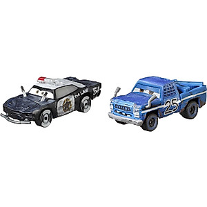 Disney Car Toys 2-Pack, APB and Broadside, 1:55 Scale Die-Cast Fan Favorite Vehicles For Racing And Storytelling Play, Gift for Kids 3 Years and Older