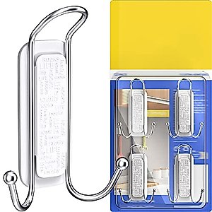 ALOCEO 4Packs Double Wall Hooks Adhesive Sticky Towel Hanger for Hanging Coat Robe Towels Stick on Bathroom, White
