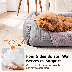 MIXJOY Washable Pet Beds for Dogs and Cats, Soft Orthopedic Puppy Bed With Anti-Slip Bottom, Calming Cuddler for Small Pets (20x19in, Grey)