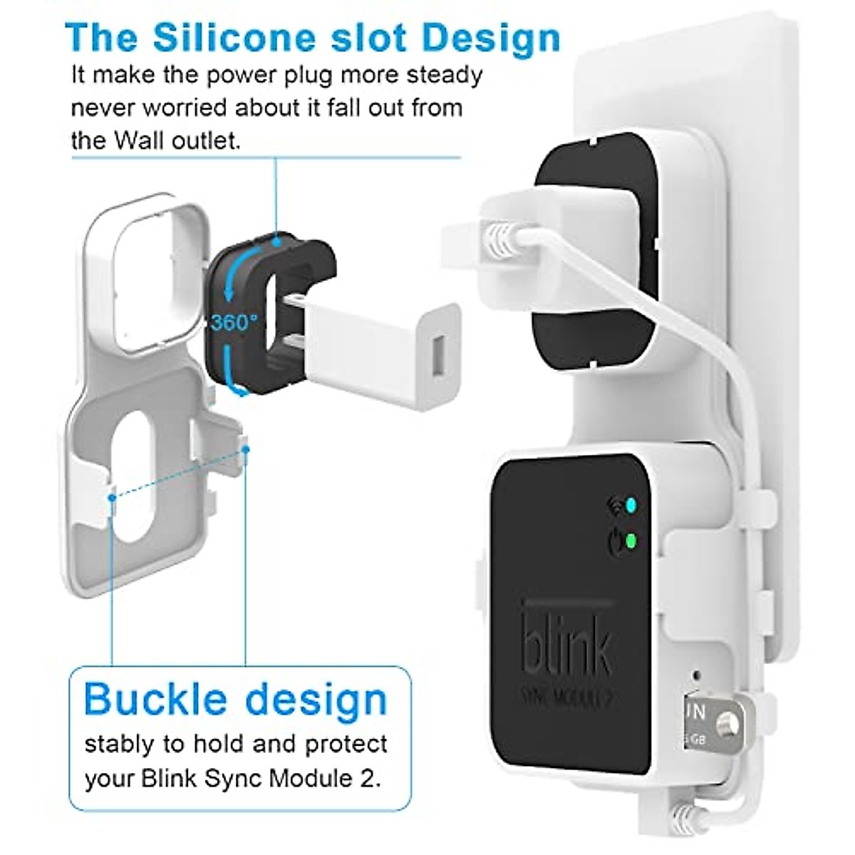 256GB USB Flash Drive and Outlet Wall Mount for Blink Sync Module 2, Save Space and Easy Move Mount Bracket Holder for Blink Outdoor Indoor Security Camera (Blink Sync Module 2 is NOT Included)