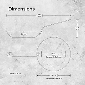 de Buyer MINERAL B Carbon Steel Fry Pan - 9.5” - Ideal for Searing, Sauteing & Reheating - Naturally Nonstick - Made in France