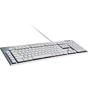 Logitech G815 LIGHTSYNC Full-Size Wired Mechanical GL Tactile Switch Gaming Keyboard - White (Renewed)