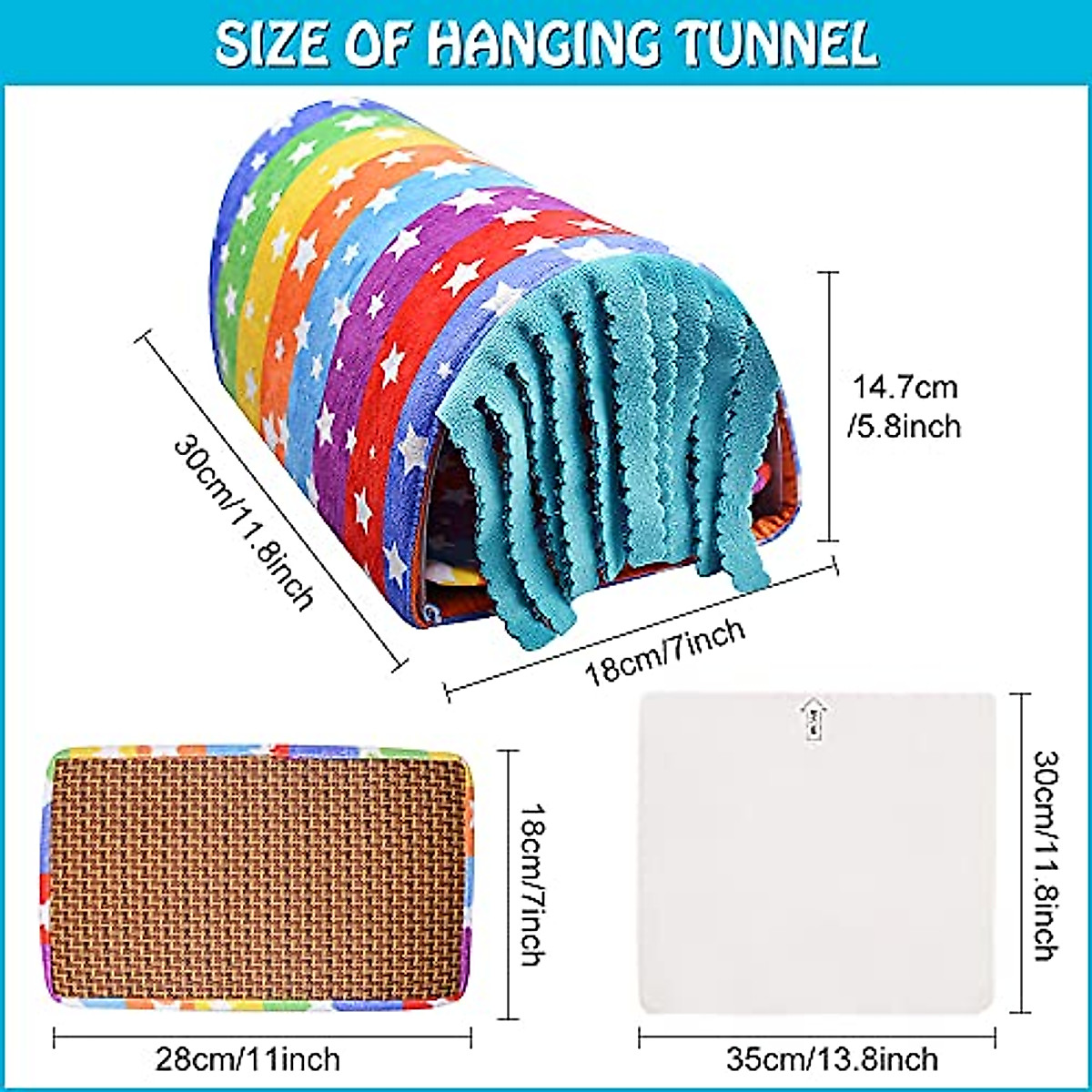 Pet Small Animal Tunnel,HOMEYA Guinea Pig Hideout Hammock Play Tube Toys Hideaway Bedding House for Hamster,Chinchillas,Hedgehogs,Rats,Sugar Glider Cage Accessories Birthday Gift