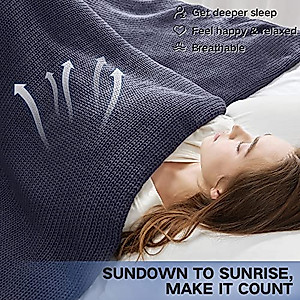 Guohaoi Knitted Weighted Blanket(Dark Grey 50"x60" 7lbs),Home Décor Cooling Throw Blanket for Hot Sleepers,Hand Made Chunky Knit Heavy Blanket Use on Twin Size Bed