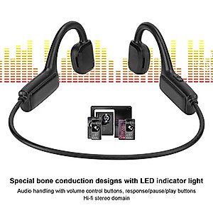 Bone Conduction Headphones, Open Ear Wireless Bluetooth 5.1 Earbuds Stereo Sport Waterproof Sweatproof Earphone Conducting Headset Exercise Gym Workout Running Hiking Driving Cycling Running Climbing