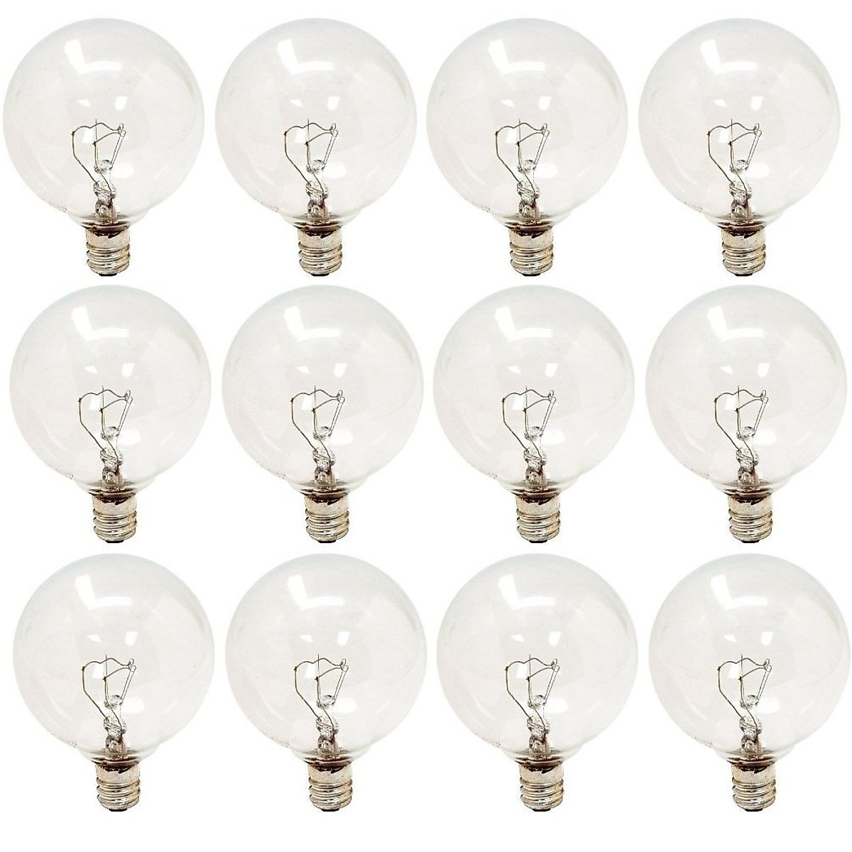 Ge Decorative Globe Bulb 40 W 320 Lumens G16-1/2 Candelabra 3 in. Clear Card 2 Count, Pack of 6 (Total 12)