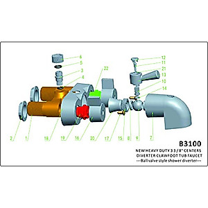 My PlumbingStuff R2200A Clawfoot Tub Shower Faucet and Rectangular Combo Set - 3 ⅜-Inch Center-Diverter Faucet in Chrome - ¾” MIP Connections - 61” 2-Piece Riser with Shower Head -42” x 27” Shower Rod