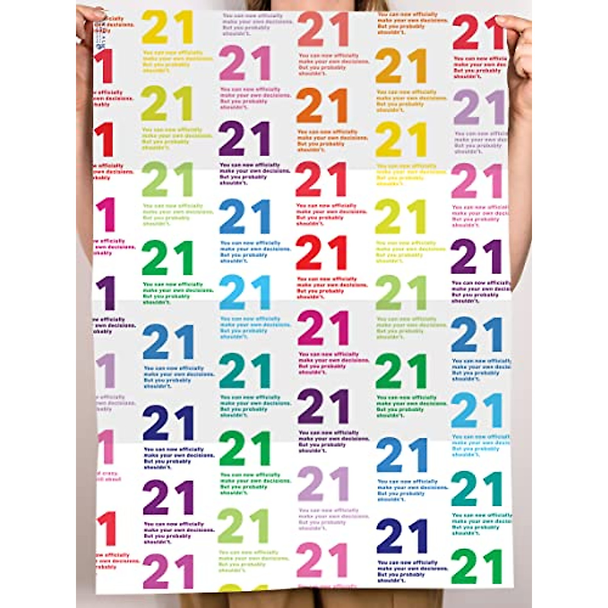 CENTRAL 23 Funny Wrapping Paper Adult - 21st Birthday Wrapping Paper For Women Or Men - 6 Sheets Gift Wrap For Birthdays - Comes With Fun Stickers