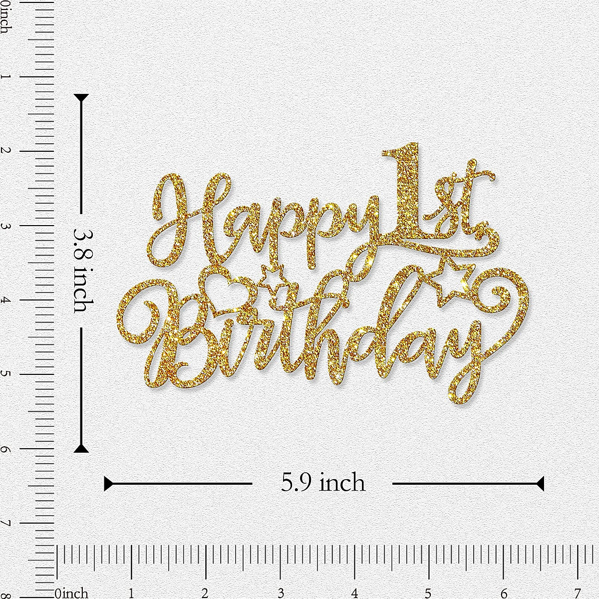 WeBenison Happy 1st Birthday Cake Topper Baby First Birthday Cake Supplies Boy or Girl One Year Old Birthday Party Decorations Gold Glitter