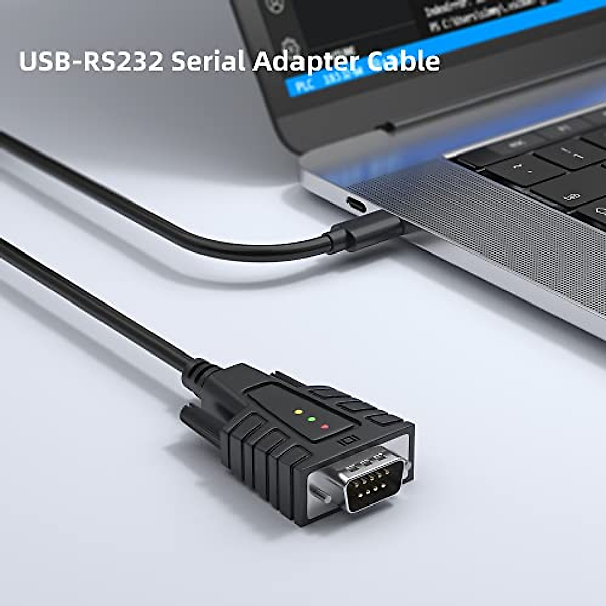 DriverGenius USB C to Serial RS232 DB9 Adapter Cable with 3 x LED Indicators - Prolific PL2303 - Compatible for Windows 11, macOS Sequoia 15.1.1 (USB232A-B-C, 3ft/1m)