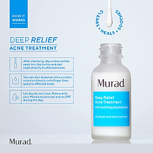 Murad Deep Relief Acne Treatment - Acne Control Max Strength 2% Salicylic Acid, Healing Treatment for Deep, Uncomfortable Acne, 1 Fl Oz