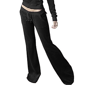 vaflower Y2K Women Graphic Print Baggy Jogger Sweatpants with Pockets Elastic Waist Drawstring Lounge Athletic Trousers(Velvet Black, S)