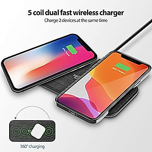 Dual Wireless Charger with 5 Charging Coils, 65W GaN Wall Charger Adapter, Compatible with iPhone and AirPods Pro