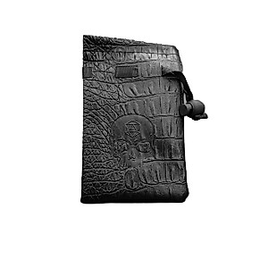 Set of 6 Heavy Duty Metal D6 Standard Game Dice with Leather Carry Pouch, for DND, Liars Dice, Roleplay, Display & More (Iridescent Blood Dice 6 Pack & Leather Bag)