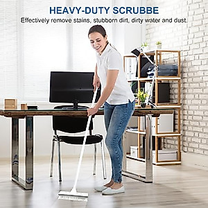 SetSail Floor Scrub Brush with Long Adjustable Handle Heavy-Duty Stiff Bristles Floor Scrubber 2-in-1 Deck Grout Brush for Cleaning Shower Bathroom, Tile, Carpet, Kitchen