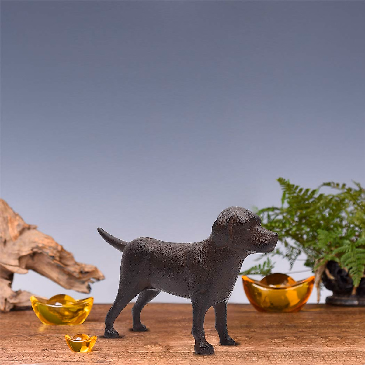 BRASSTAR Cast Iron Dog Statue Garden Home Desk Decor Cute Labrador Figurine Collectible Gifts PTWQ005
