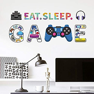 Gamer Wall Decals Controller Video Games Wall Stickers for Boy Bedroom Kids Room Playroom Nursery Home Decoration (Game)