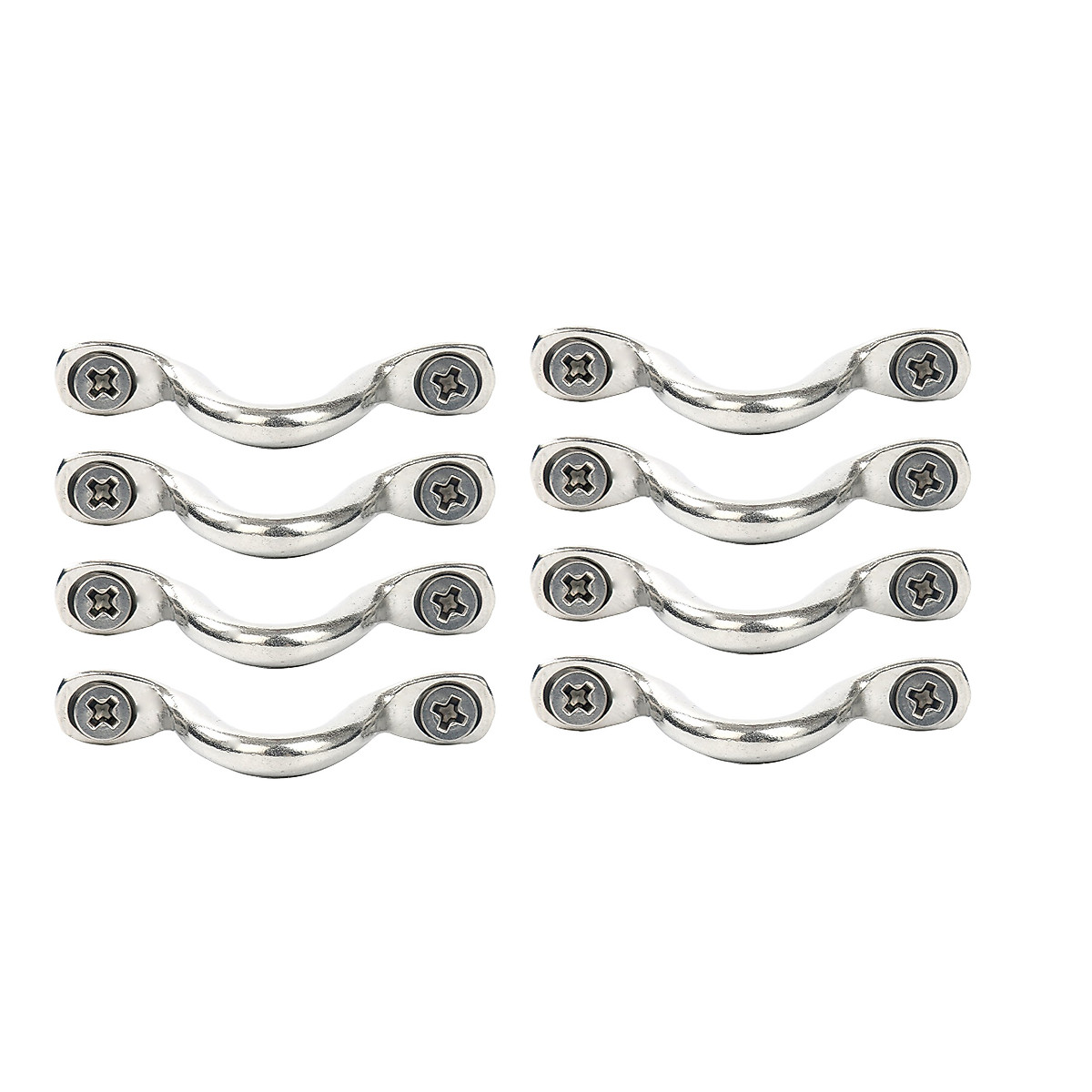 Amarine Made Pack of 8 Stainless Steel Bimini Boat Top PAD Eye, Eye Straps, Tie Down, Kayak Deck Loops, Tie Down Anchor Point, footman's Loop for Kayak Canoe Rigging
