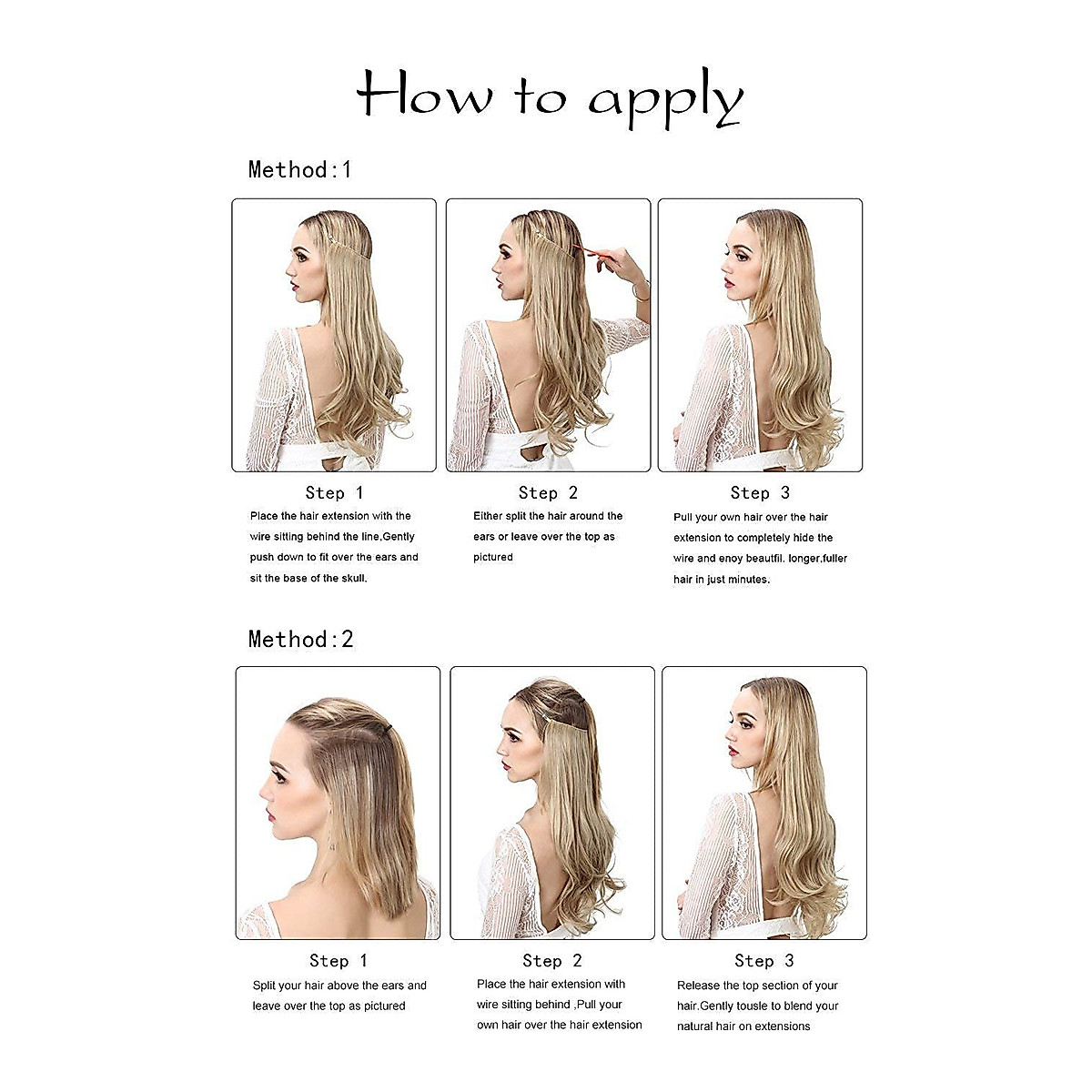 SARLA Invisible Wire Hair Extensions Straight Long Synthetic Hairpieces 22 Inch Adjustable Transparent Headband for Women Dirty Blonde