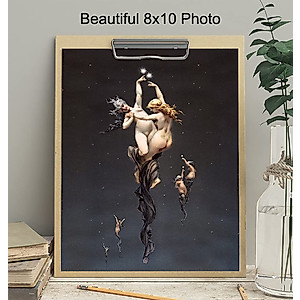 Pagan Fairy Decorations - Celtic Woman Mythology Wall Art - Witches Witch Decor - Celestial Witchcraft Wicca Wiccan Witchy Room Decor - Paganism Black Magic - Goth Gothic Home Decor