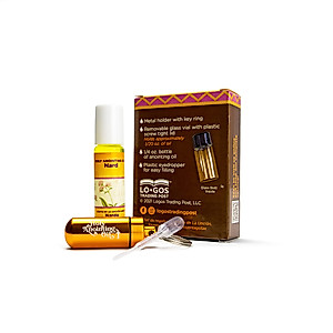 Nard Anointing Oil from Israel Boxed Gift Set with Dispenser, Holy Jerusalem Oil & Gold Metal Keychain Bottle Container, Plastic Dropper & Small Glass Vial, Aceite Ungido y Botella