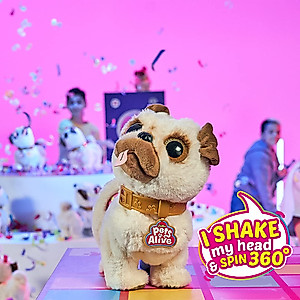 Pets Alive Poppy The Booty Shakin’ Pug – Interactive Dancing Plush Puppy by ZURU Robotic Realistic Soft Dog Stuffed Animal Toy for Kids, Girls