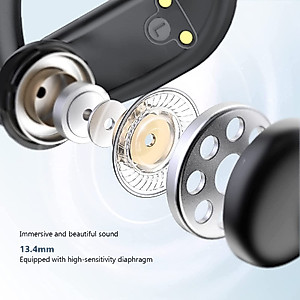 POMUIC Wireless Earbuds, Bluetooth 5.1 Headphones with 4 HD Microphone, 60Hrs Playback Sport Earphones with LED Display, IP7 Waterproof, in Ear Bluetooth Earbuds with Earhooks, Headset for Sport Work