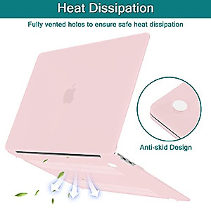 Teryeefi Case Cover for MacBook Pro 13 Inch 2022 2021 2020 2019 2018 2017 2016 Release A2338 M2 M1 A2289 A2251 A2159 A1989 A1706, Frosted Hard Shell +Keyboard Cover Skin + Screen Protector, Chalk Pink