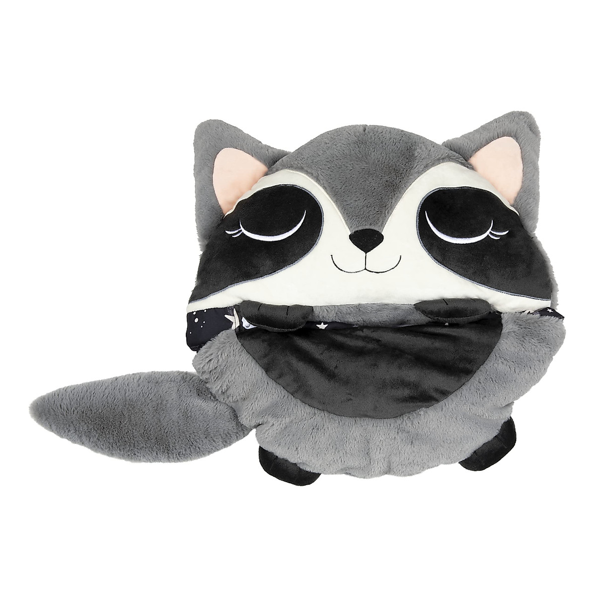 Lippert Thomas Payne Three-in-One Children’s Raccoon Nap Sack for Camping and Sleepovers with Durable Material, Fold-Up Design, Machine Washable, Dryer Safe - 2022107841 Grey